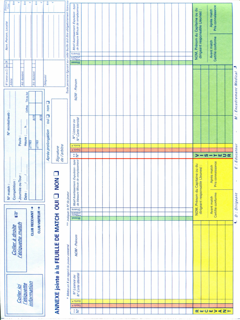 Feuille de Match Papier Et Annexe | PDF