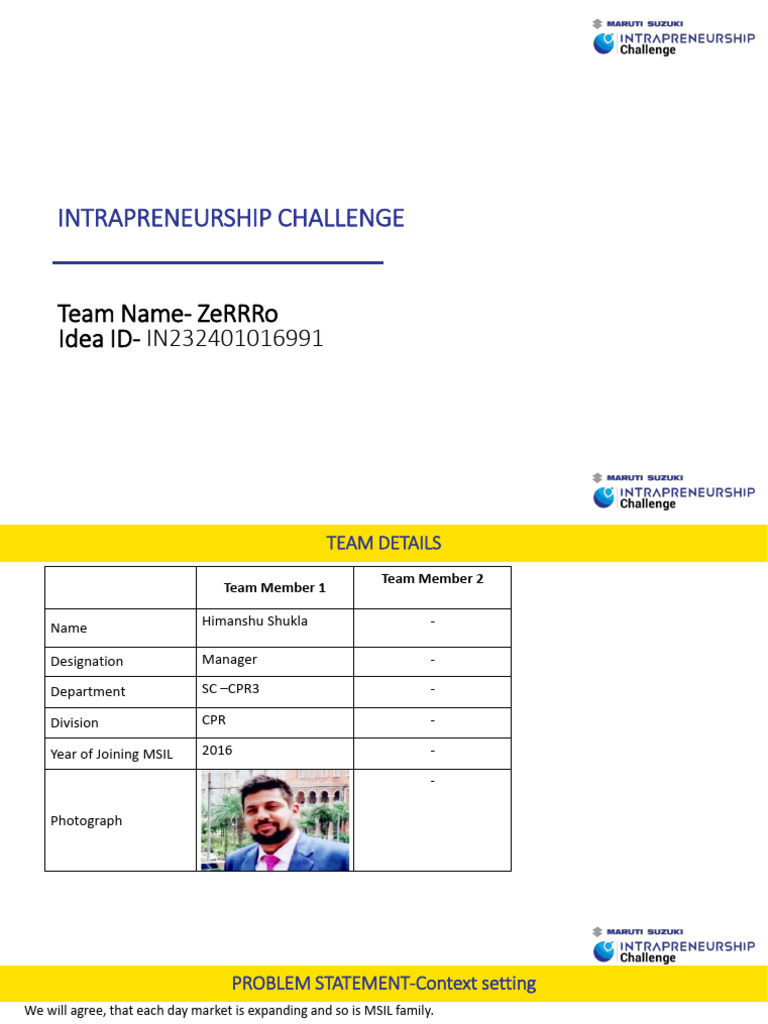 Intrapreneurship Challenge - Template | PDF