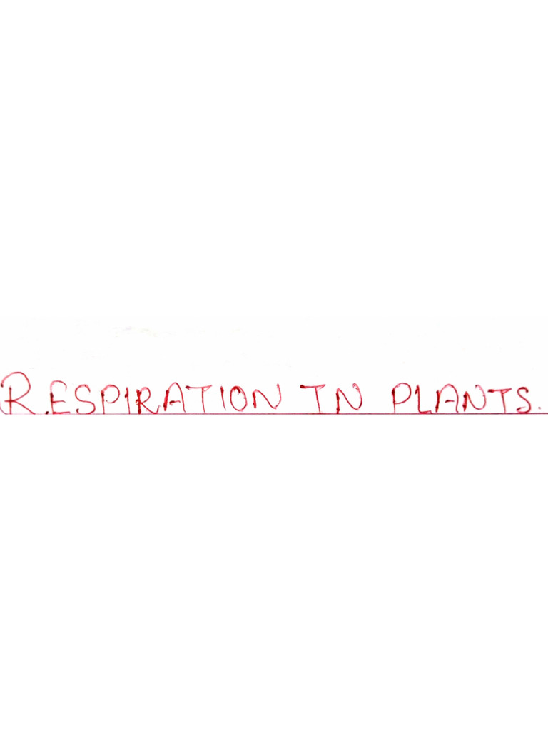 Respiration in plants Short notes NCERT | PDF