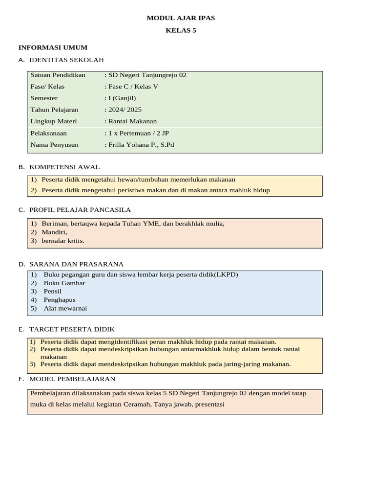 Modul Ipas Rantai Makanan | PDF