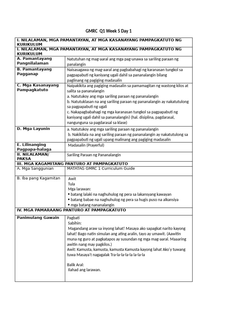 Q1 Week 5 Day 1 | PDF