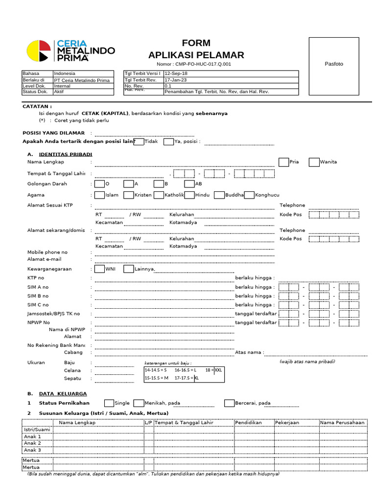 01. Form Aplikasi Pelamar_cmp (Final) (2) | PDF
