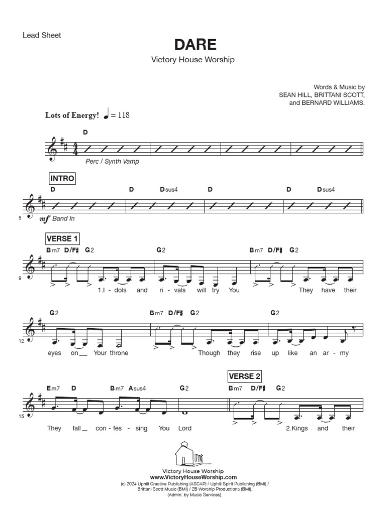 Dare (Victory Hous... ) Lead Sheet (Mel) | PDF