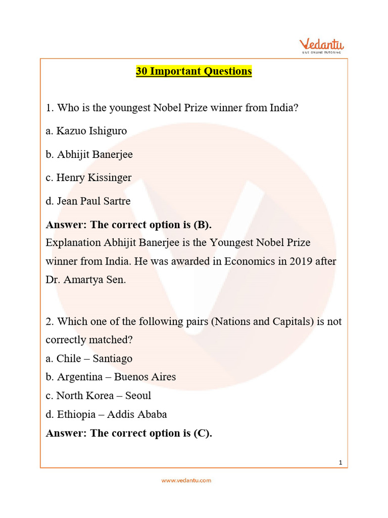 IGKO Important Questions for Class 9 | PDF