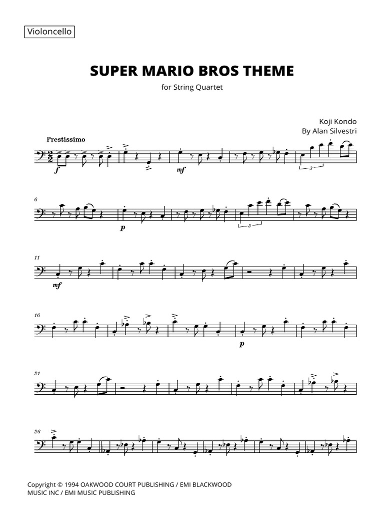 Super Mario - Cello | PDF