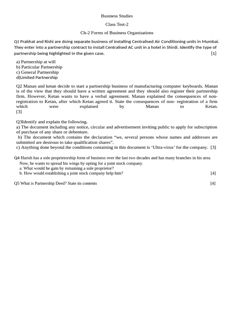 BST Class Test-2 Ch-2 | PDF