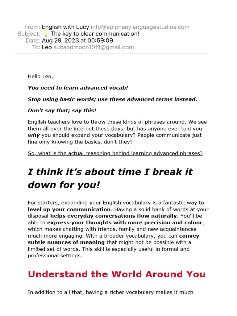 ?the Key To Clear Communication! | PDF