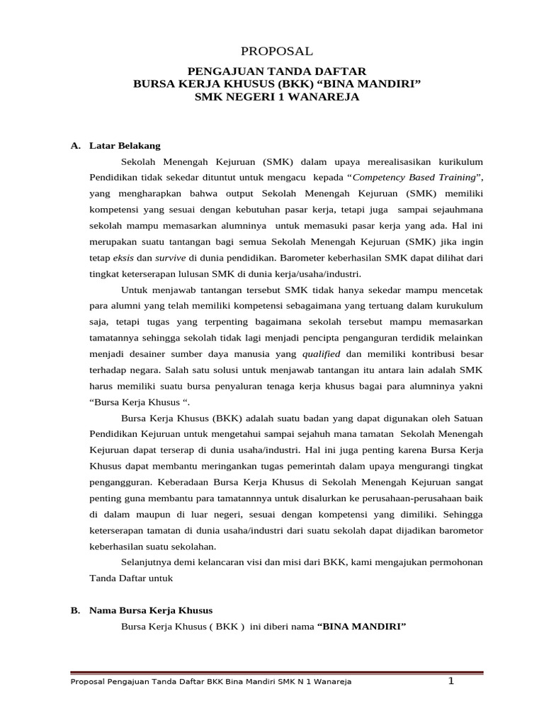 Proposal Perpanjangan Ijin BKK | PDF