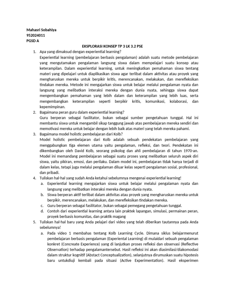 Eksplorasi Konsep Pse TP 3 LK 3.2 | PDF