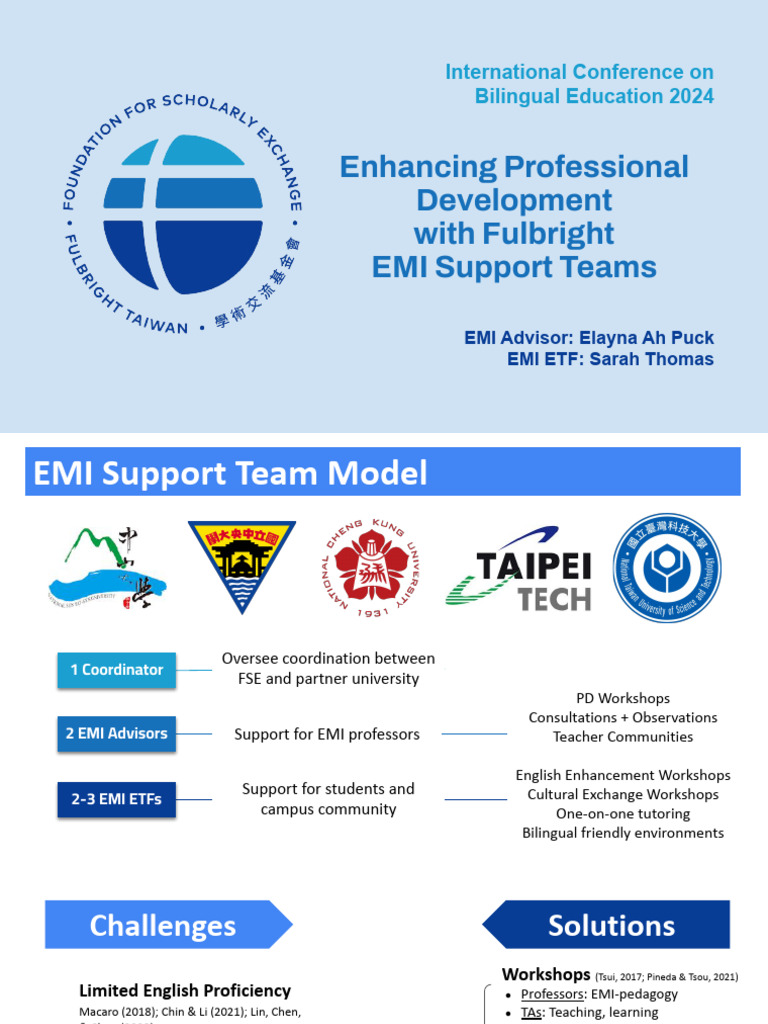 1A_Enhancing Professional Development with Fulbright EMI Support Team | PDF