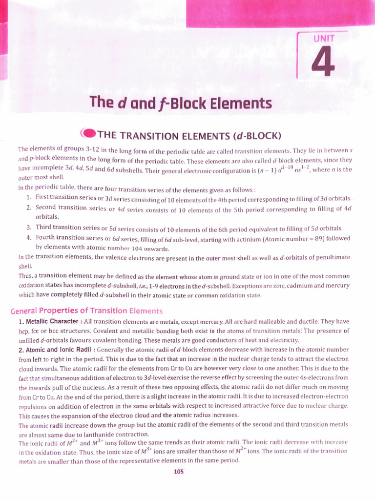 The D and F - Block Elements | PDF