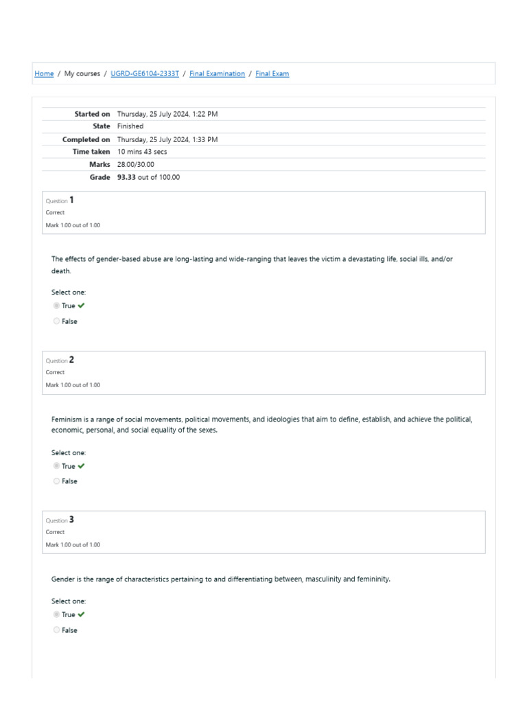 Final Exam_ Attempt review | PDF