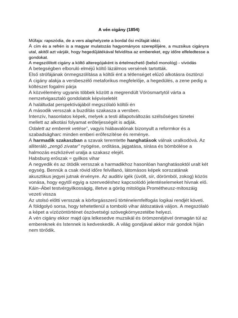 A Vén Cigány (1854) | PDF