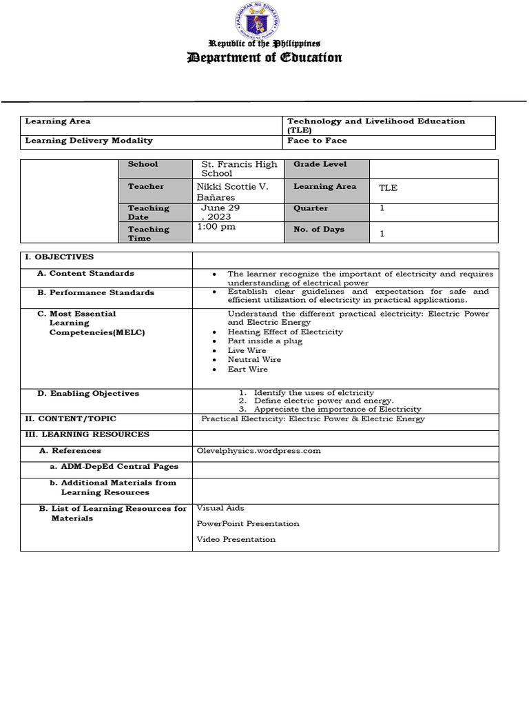 Lesson Plan Finals For Demo | PDF