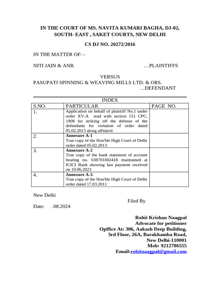 Application Under Order XVA | PDF