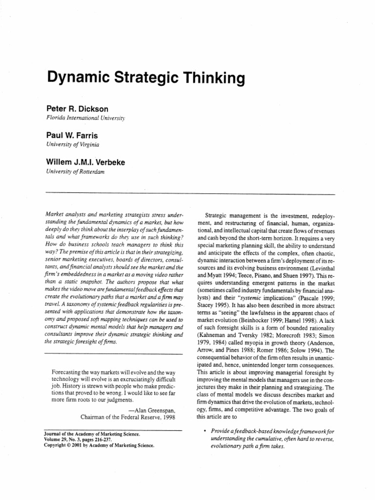 Dynamic Strategic Thinking | PDF