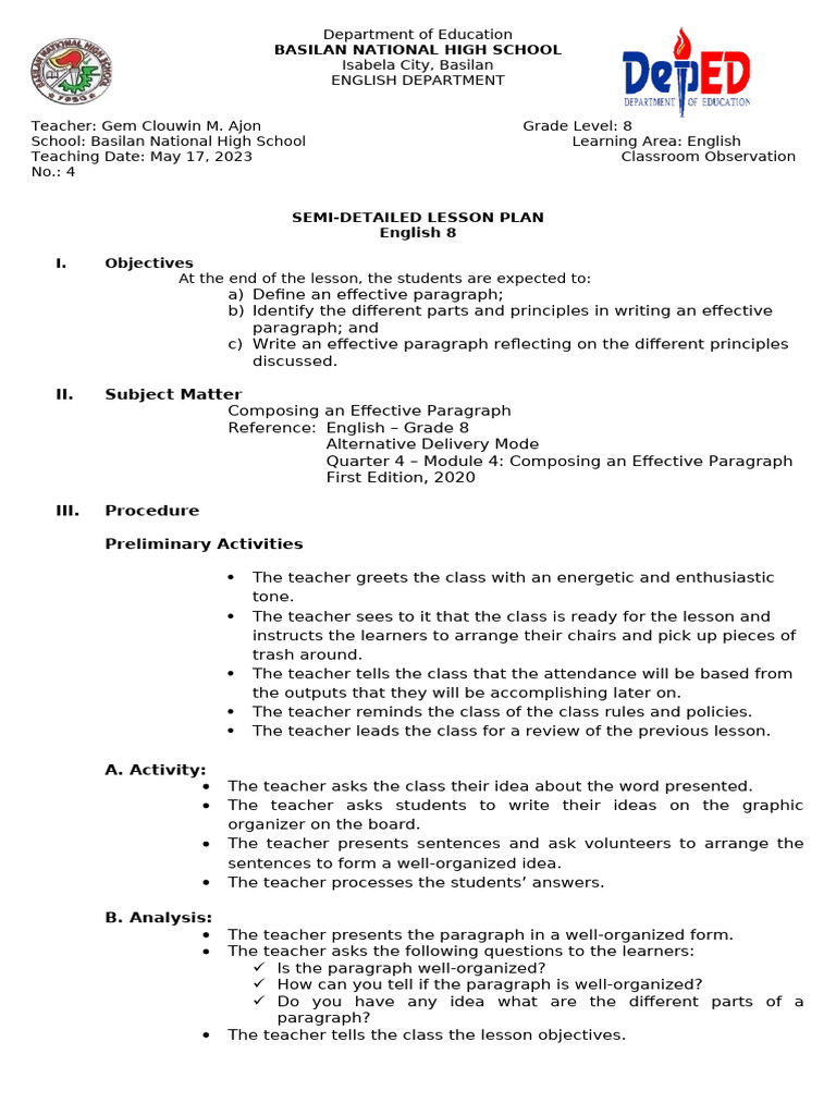 LESSON PLAN CO2 2023 Final | PDF | Infection | Virus
