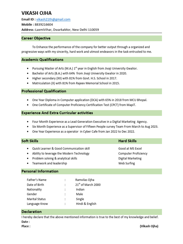 Vikash Ojha Resume | PDF