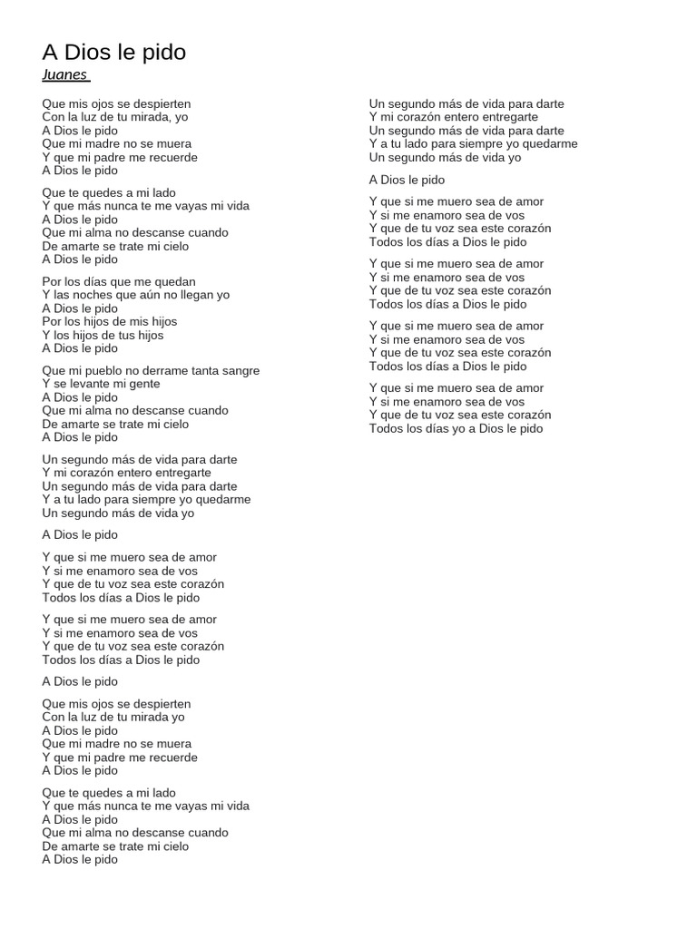 A Dios Le Pido - Completa | PDF