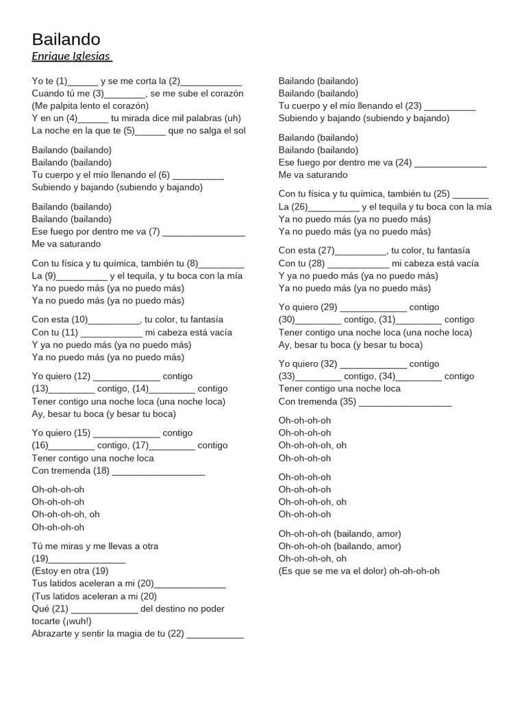 Bailando - Ejercicio | PDF