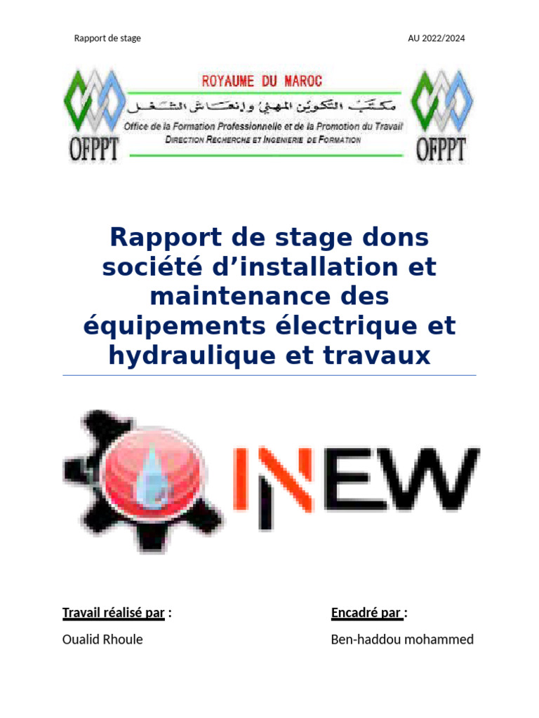 Rapport de Stage Dons Société D'installation Et Maintenance Des ...