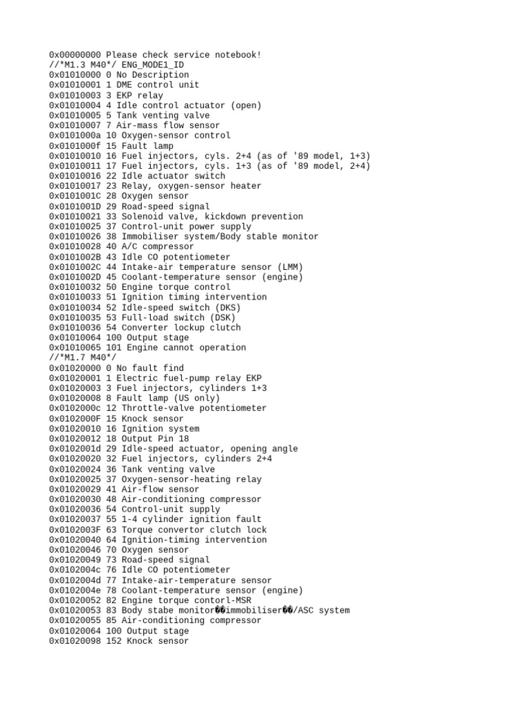BMW Error Codes | PDF