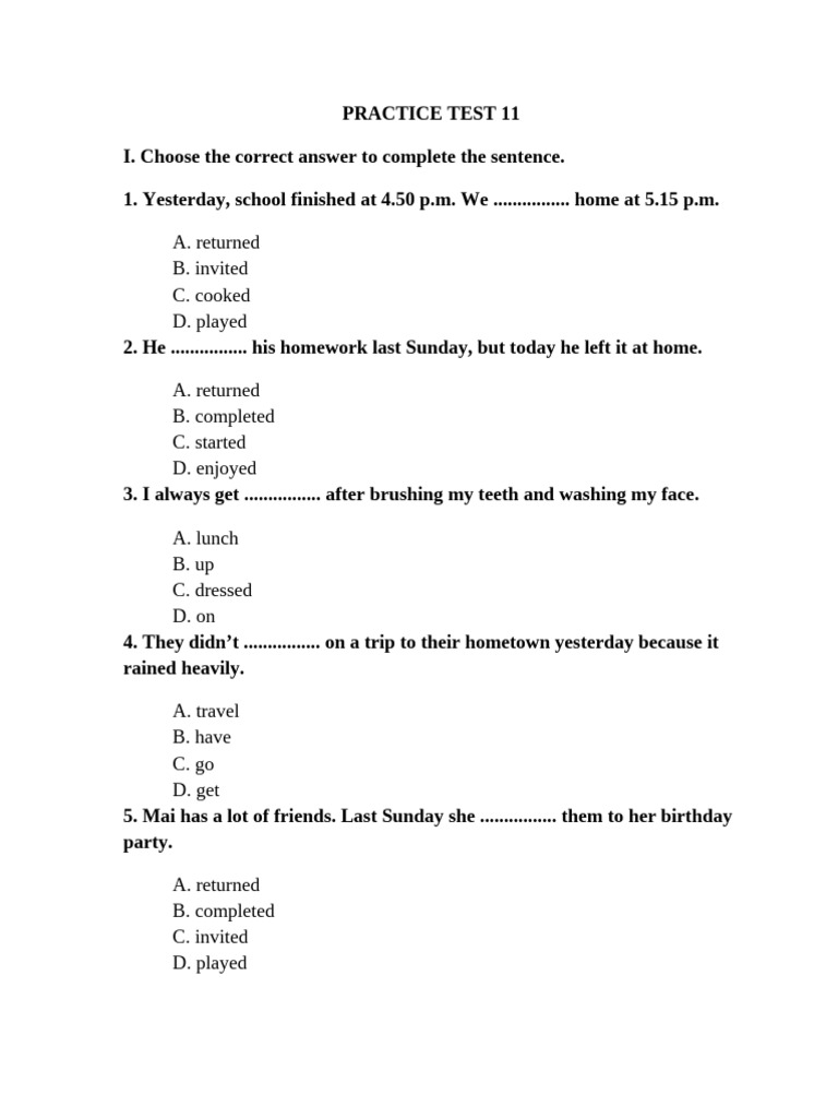 Practice Test 11 | PDF