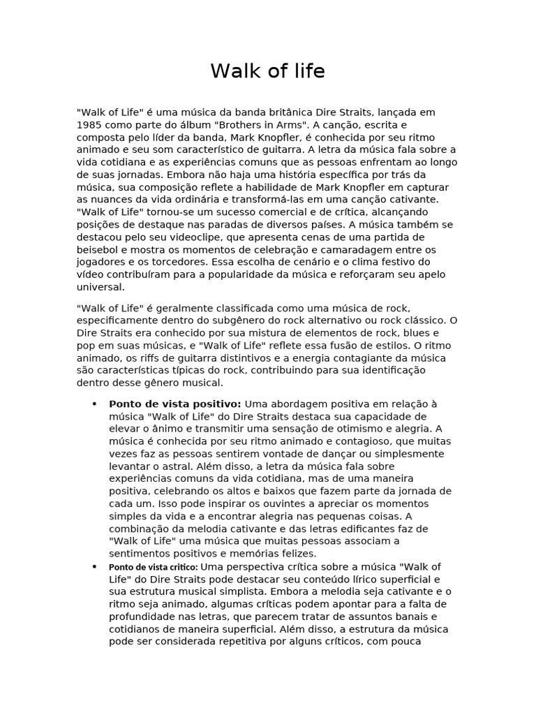 Walk of Life | PDF
