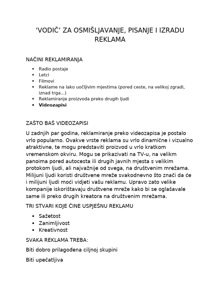Kako Napraviti Reklamu | PDF