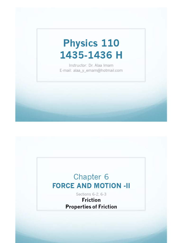 Physics 110 1435-1436 H: Instructor: Dr. Alaa Imam | PDF