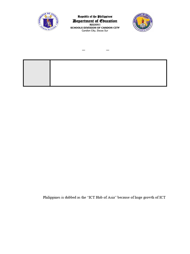 Empowerment Technologies 11 - Q1 - W1 - M1 - LDS - ICT in The Context of Global Communication ...