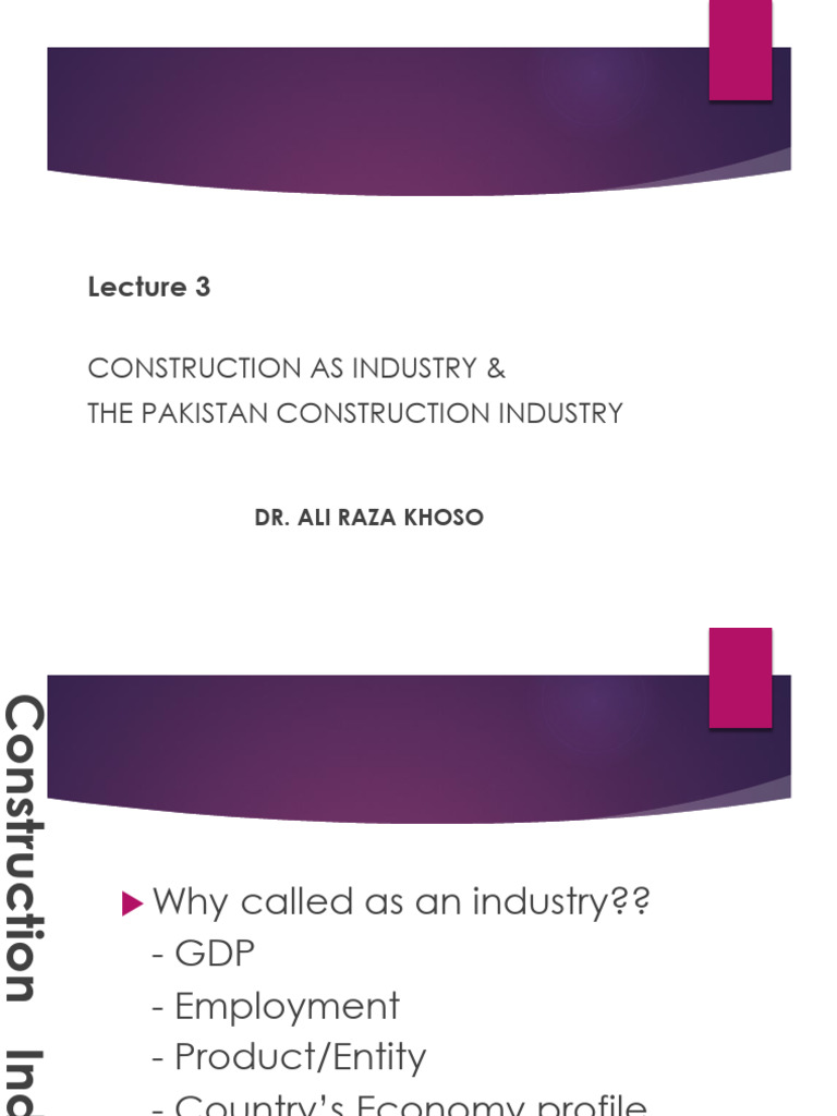 CP&M - Lec 4 - Construction Industry | PDF | Pakistan | Computers