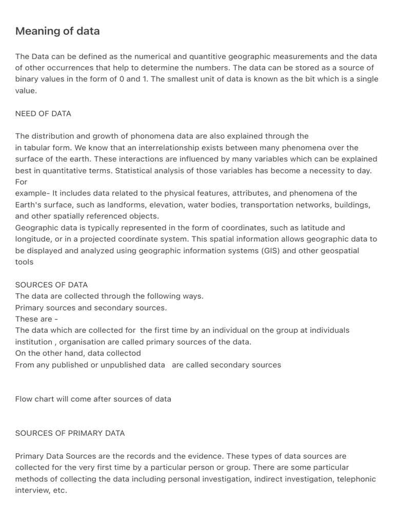 Meaning of Data | PDF