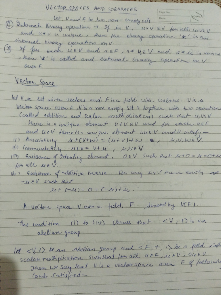 Vector Space N Subspace N Dimension Pdf