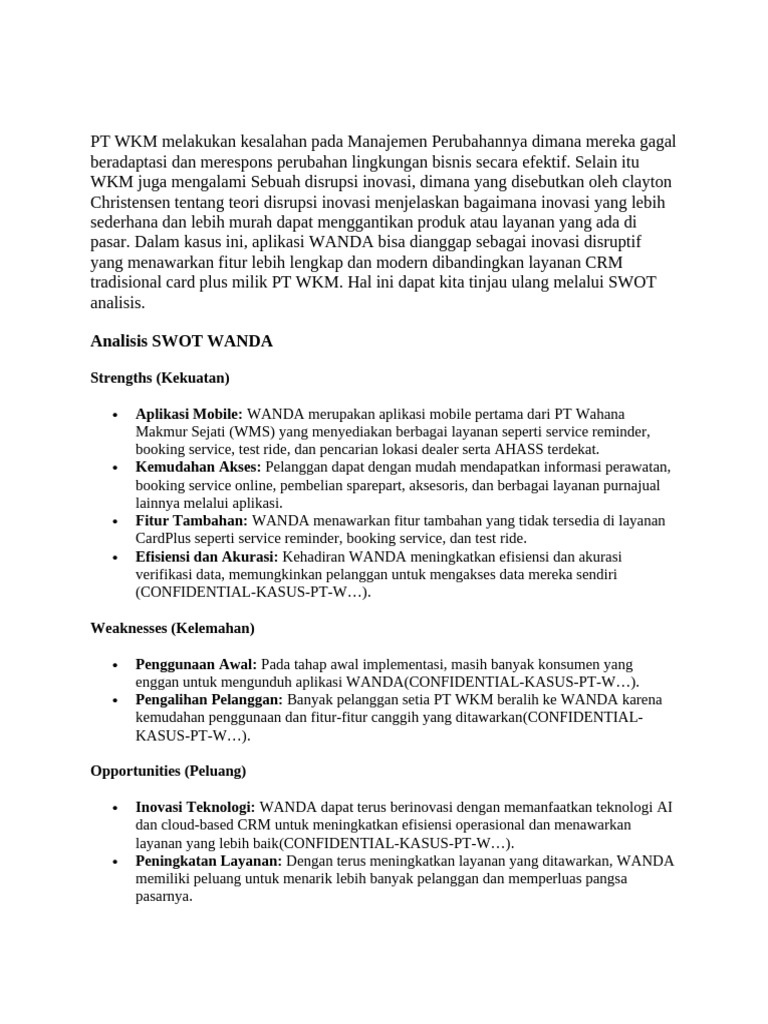 Analisis SWOT WANDA: Strengths (Kekuatan) Aplikasi Mobile | PDF