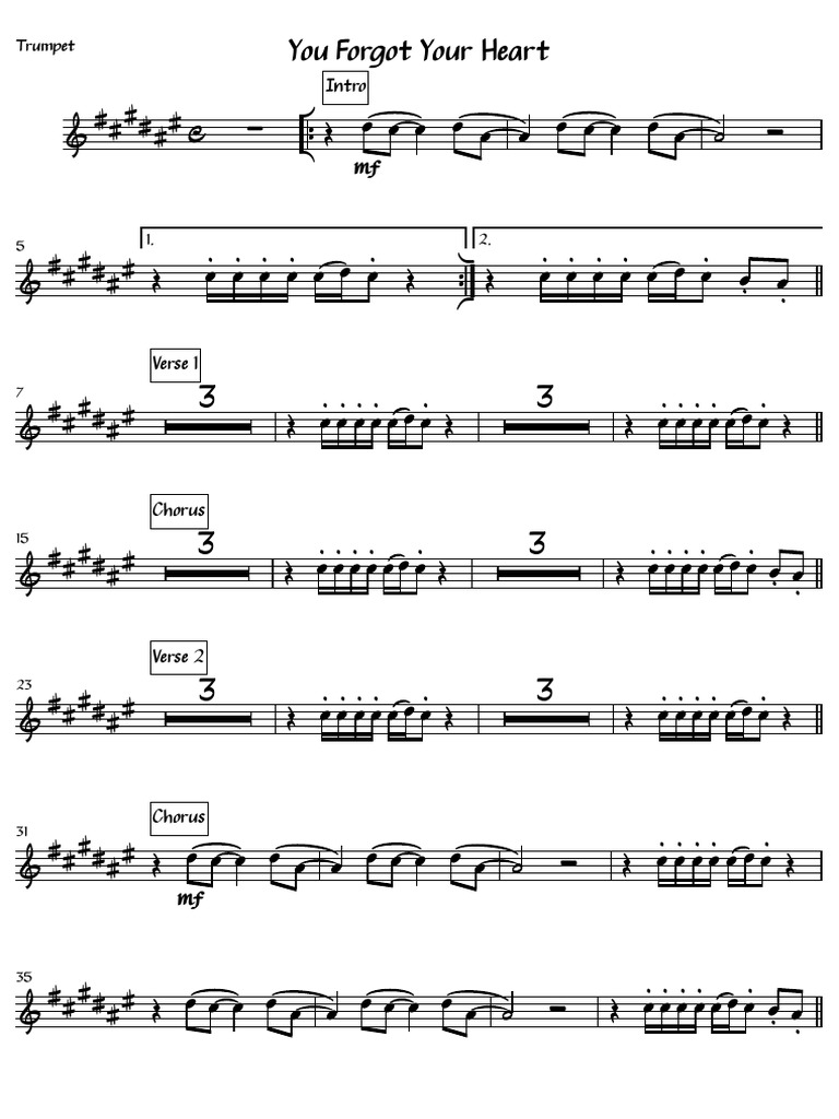 You Forgot Your Heart - Trumpet | PDF | Song Structure | Musical Forms