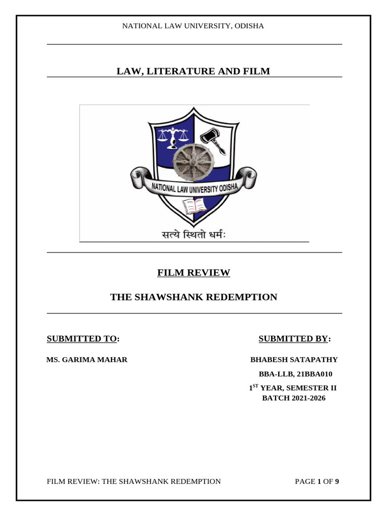 Law, Literature and Films Project | PDF