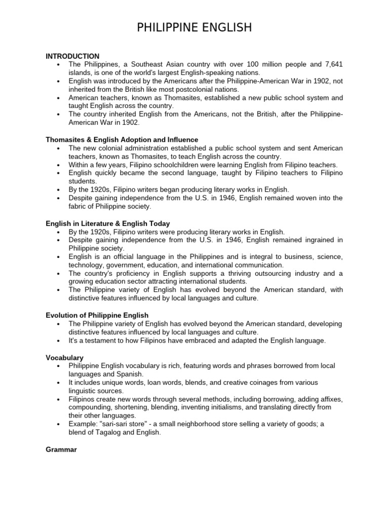 PHILIPPINE ENGLISH | PDF