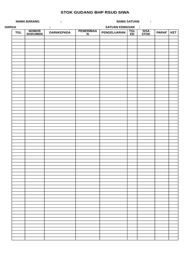 Kartu Stok Gudang BHP | PDF