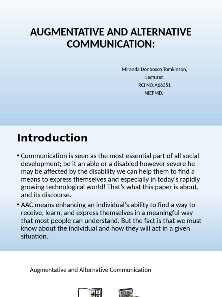 Augmentative and Alternative Communication | PDF