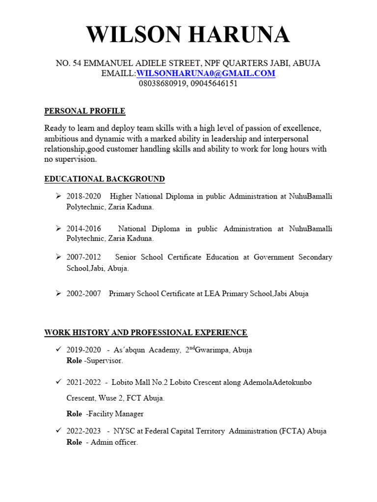 Wilson CV | PDF