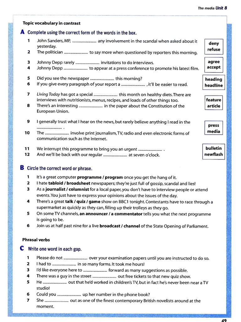Destination B2. Grammar Vocabulary With Answer Key-Pages-51 | PDF