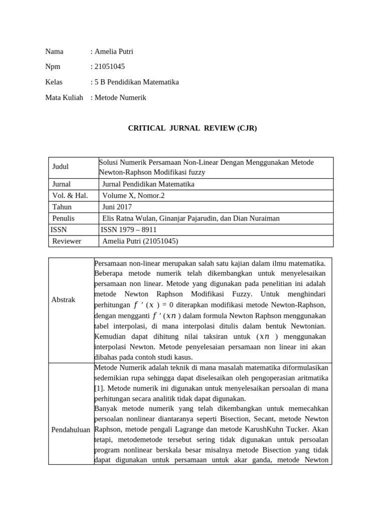 CJR Metode Numerik Amel | PDF