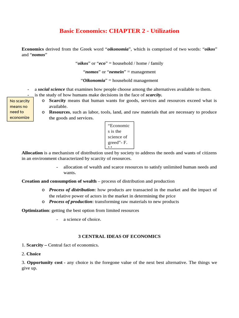 Updated Basic Economics - Chapter 2 | PDF