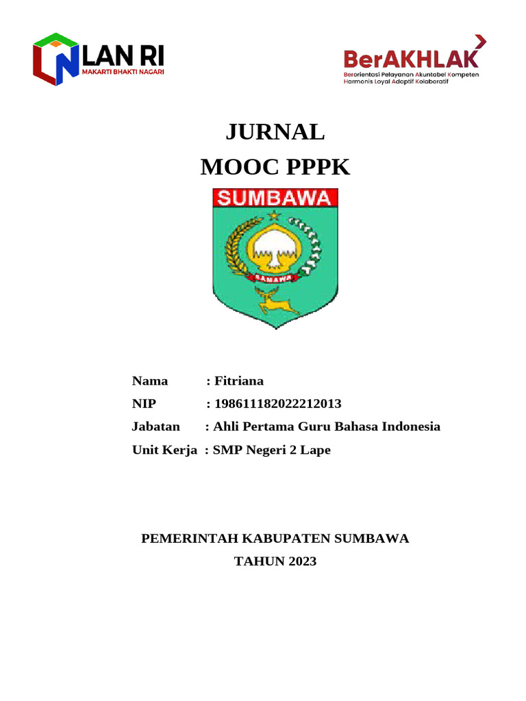 JURNAL MOOC P3K Fitriana Kab. Sumbawa | PDF | Indonesia | Social Science