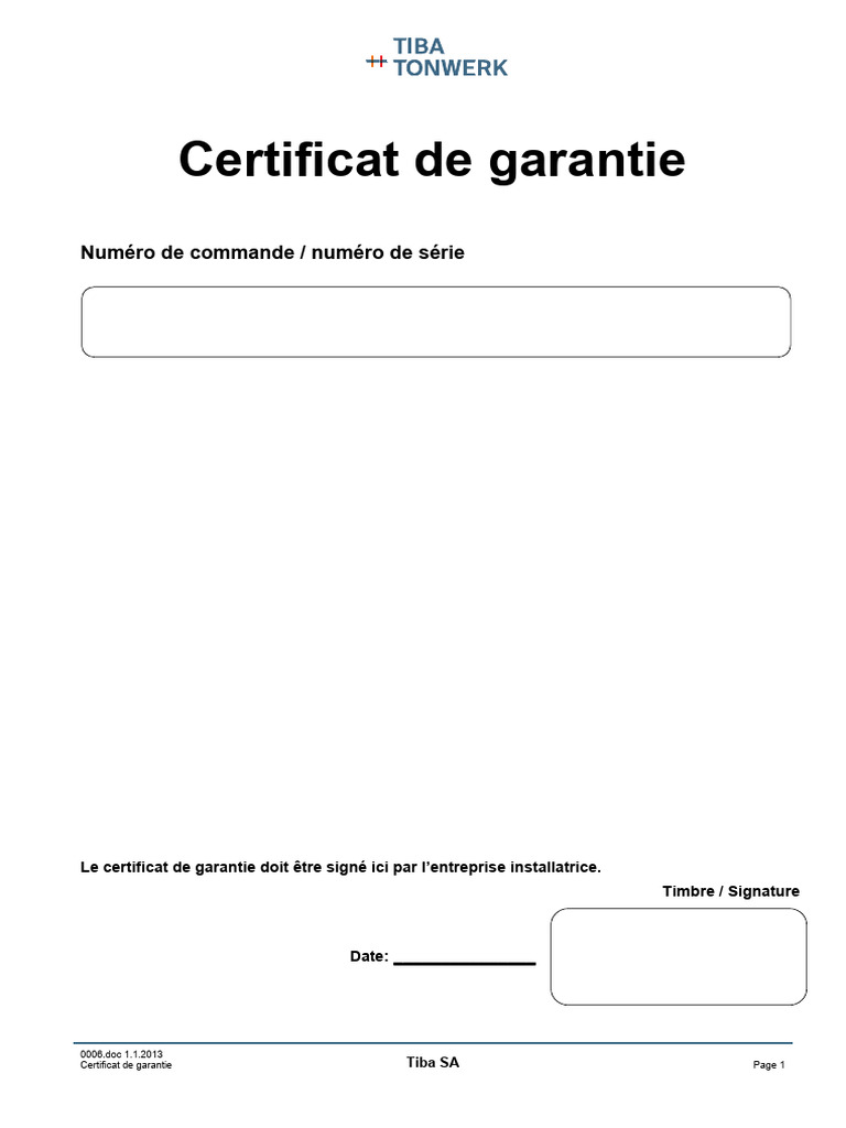 Certificat de Garantie | PDF
