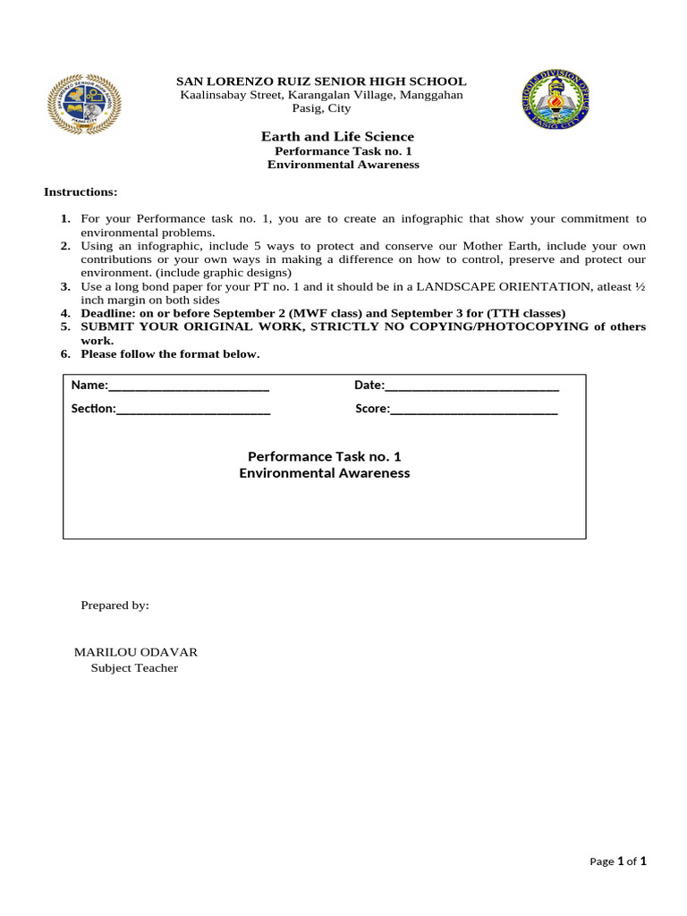 Infographic Task: Environmental Awareness | PDF