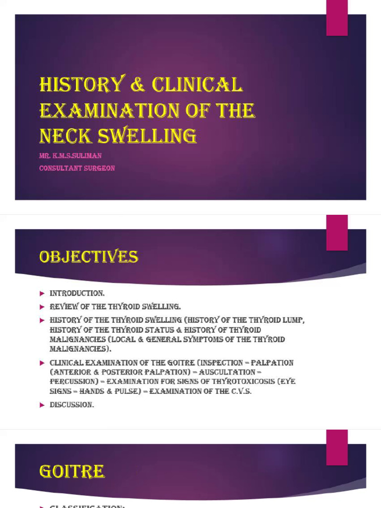 History & Examination of The Neck Swelling | PDF