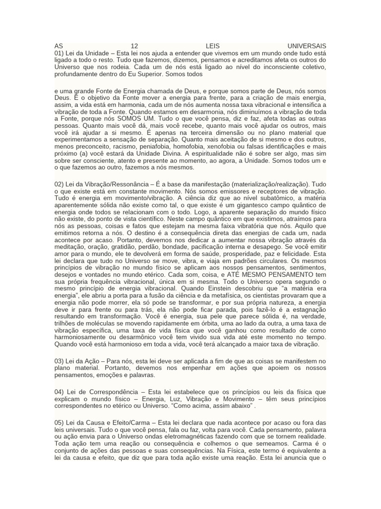 As 12 Leis Universais | PDF