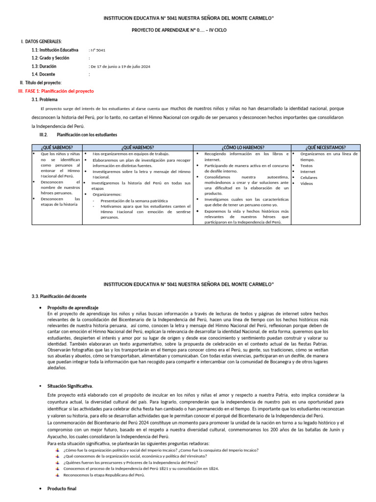 Proyecto Iv Ciclo - #03-2024 | PDF